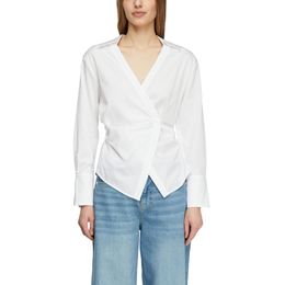 comma, COMMA Damen Langarmbluse, wei&szlig;, Gr. 42, unifarben, Web, Obermaterial: 71% Baumwolle, 26% Polyamid, 3% Elasthan, Blusen, mit seitlichem Verschluss und