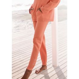 ELBSAND Damen Strickhose, Gr. 36, orange, Feinstrick, Obermaterial: 50% Viskose, 28% Polyester, 22% Nylon, meliert, unifarben, Hosen, aus