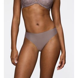 Tai-Slip Triumph "Body Make-Up Illusion Lace", Damen, Gr. 42, grau (pigeon grau), Microtouch, Obermaterial: 80% Polyamid, 20% Elasthan. Spitze: 92% Polyamid, 8% Elasthan, leicht gl&auml;nzend, unifarben, k&ouml;rpernah, Unterhosen Tai-Slip, florale Stretch-Spitze, hoher Beinausschnitt, weiche Microfaser