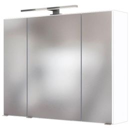 Spiegelschrank Welltime "Baabe", wei&szlig;, B:80cm H:64cm T:20cm, Holzwerkstoff, Schr&auml;nke, Spiegelschrank, Breite 80 cm, mit 3D-Effekt, dank 3 Spiegelt&uuml;ren