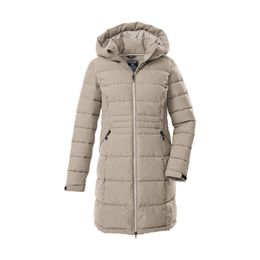 Steppmantel Killtec "KOW 11 WMN QLTD PRK", Damen, Gr. 42, beige (helltaupe), Obermaterial: 100% Polyester;Futter: 100% Polyester;F&uuml;llung: 100% Polyester, M&auml;ntel Steppmantel, Wasserabweisender Parka mit verstellbarer Kapuze und Kinnschutz