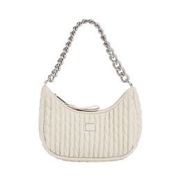 Umh&auml;ngetasche Tommy Jeans "TJW ICONIC SHOULDER QUILTED", Damen, Gr. B/H/T: 23cm x 16cm x 9cm, silber (natur, silberfarben), Lederimitat, Taschen Umh&auml;ngetasche, Damen Schultertasche, Tragetasche mit Zierketten-Henkel