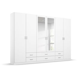 Kleiderschrank Rauch "Schrank Garderobe Ankleide GAMMA Breiten 91/136/181/226/271/315/360 cm", wei&szlig; (alpinwei&szlig;, griffe alu), B:271cm H:210cm T:54cm, Holzwerkstoff, Schr&auml;nke, Kleiderschrank, verschiedene Griff-Varianten, mit Spiegel TOPSELLER MADE IN GERMANY