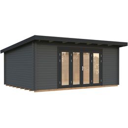 Gartenhaus Palmako "Lea Bifold", grau (dunkelgrau, anthrazit), Fu&szlig;boden im Gartenhaus, ohne Dacheindeckung, Massivholz, Gartenh&auml;user, Gartenhaus, verschiedene Farben