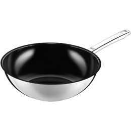 Wok Silit "Wuhan, &Oslash; 28 cm, Wokpfanne Induktion, keramische Antihaftbeschichtung", schwarz (edelstahlfarben, schwarz), &Oslash;:28cm, Pfannen, Wok, ideal f&uuml;r scharfes Anbraten, f&uuml;r alle Herdarten geeignet