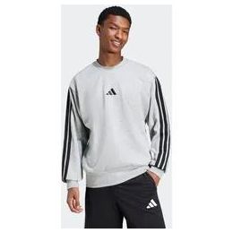 Sweatshirt Adidas SPORTSWEAR "ESSENTIALS 3-STREIFEN", Herren, Gr. S, grau (medium grau heather), Obermaterial: 55% Baumwolle, 36% Polyester, 9% Viskose, normal, Rundhals, angesetztes B&uuml;ndchen, Sweatshirts Sweatshirt