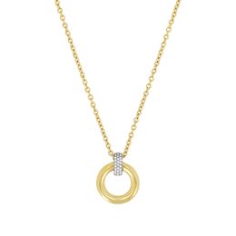JOOP! Kette mit Anh&auml;nger JOOP "Kreis", gold (gelbgoldfarben, kristallwei&szlig;), Halsketten, Damen, Edelstahl, L: 55 B: 0,8mm, Kette mit Anh&auml;nger, mit Zirkonia (synth.), B:0,8mm