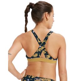 Triangel-Bikini-Top Roxy "Roxy Active Crop Top", Damen, Gr. XS, Cup B, anthrazit big flowers, Obermaterial: 75% Nylon, 25% Elasthan;, Bikini-Oberteile Triangel-Bikini-Top
