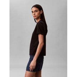 Damen T-Shirtschwarz, Gr. S, Calvin Klein Jeans, unifarben, Web, Obermaterial: 100% Baumwolle, Shirts, Regular fit, mit Logoschriftzug