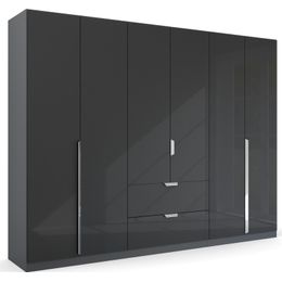 Dreht&uuml;renschrank Rauch "Kleiderschrank Schrank Garderobe Ankleide GLAMOUR BY QUADRA SPIN", grau (graumetallic, hochglanz effektgrau), B:271cm H:210cm T:54cm, Holzwerkstoff, Schr&auml;nke, Dreht&uuml;renschrank, mit eleganter Hochglanzfront und Stangengriff MADE IN GERMANY