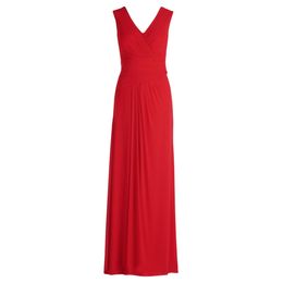 Abendkleid Vera Mont "Abendkleid mit V-Ausschnitt", Damen, Gr. 38, EURO, rot (rot rose), Obermaterial: 92% Polyamid PA. 8% Elasthan EL., Kleider Abendkleid