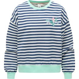 Rundhalspullover Ragwear "Sweater Wuss Stripes", Damen, Gr. XXL, blau (navy), Obermaterial: 50% Baumwolle CO. 50% Polyester PES., Rundhals, &Auml;rmel ohne &Auml;rmelschlitz Rippb&uuml;ndchen, Pullover Rundhalspullover