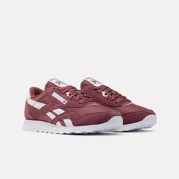 Trainingsschuh Reebok CLASSIC "CLASSIC NYLON", Damen, Gr. 38,5, schwarzberry, ftwwei&szlig;, schwarzberry, Leder, Synthetik, Textil, Schuhe Trainingsschuh