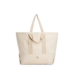 Tragetasche Tommy Jeans "TJW TOTE EDITION CANVAS", Damen, Gr. B/H/T: 60cm x 40cm x 20cm, beige (creme), Canvas, Textil, unifarben, Taschen Tragetasche, Damen Henkeltasche, Shopper, Schultertasche mit Logo-Schriftzug