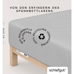 Spannbettlaken Schlafgut "PURE BOXSPRING Bio-Baumwolle mit Elasthan, 170 g/m&sup2;, Bettlaken", grau (grau light), 1 Stk., Jersey-Elasthan, 180-200x200-220 40cm, Jersey-Elasthan, Obermaterial: 95% Baumwolle, 5% Elasthan, Bettlaken, Spannbettlaken, PREMIUM Boxspringbett Laken bis 40 cm H&ouml;he, dehnbar blickdicht, straff