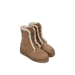 Marc O'Polo Winterboots MARC O'POLO "BIANCA", Damen, Gr. 40, sand, Veloursleder, unifarben, Schuhe Winterboots, Schn&uuml;rboots, Plateauboots, Keilstiefelette mit Memory Foam