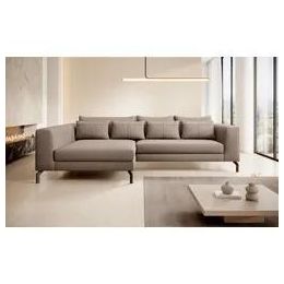 Ecksofa Home Affaire "Cross, mit softem Sitz, L-Form, wendbare Zierkissen, Breite 284 cm", grau (taupe), B:284cm H:82cm T:172cm, 92% Polyester / 8% Nylon, Sofas, Ecksofa, Couch mit vielen Kissen, stylische Kreuznaht, elegante Metallf&uuml;&szlig;e