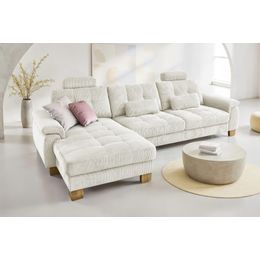 Ecksofa DIE PLANBAR "PP-LA19101 L-Form, Breite 316 cm", natur, B:316cm H:86cm T:177cm, 88% Polyester;12% Polyamid, Sofas, Ecksofa, wahlweise mit Bettfunktion und verstellbaren Kopfst&uuml;tzen, in Cord