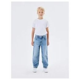 Straight-Jeans name it "NKMRYAN &ndash; Jeans mit geradem Bein, strapazierf&auml;hig", Jungen, Gr. 122, N-Gr, blau (medium blau denim), Denim/Jeans, Obermaterial: 100% Baumwolle, Abriebeffekte, unifarben, straight fit lang, Jeans Straight-Jeans, unifarben, casual, straight fit, Denim/Jeans