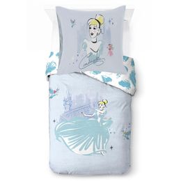 Kinderbettw&auml;sche Disney "Disney Cinderella Bettbezug-Set 135x200 cm + Kissenbezug 80x80 cm", blau, B/L: 137cm x 200cm, 1 Stk., 1 Stk., Washed Cotton, B/L: 80cm x 80cm, 2 tlg., Washed Cotton, Obermaterial: 100% Baumwolle, Bettw&auml;sche, Kinderbettw&auml;sche, 100 % Baumwolle, maschinenwaschbar, wendbar