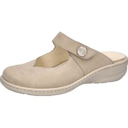Waldl&auml;ufer Clog WALDL&Auml;UFER "HERIA", Damen, Gr. 8,5 (42,5), beige, Nubukleder, unifarben, Basic, Schuhe Clog, Hausschuh, Sommerschuh, Klettschuh in Komfortweite H (= sehr weit)
