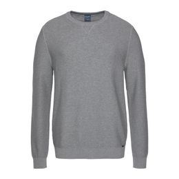 Rundhalspullover OLYMP "OLYMP Strick Casual", Herren, Gr. L, grau, Obermaterial: 100% Baumwolle, schmal, Rundhals, Pullover Rundhalspullover, mit modischem Strukturmuster
