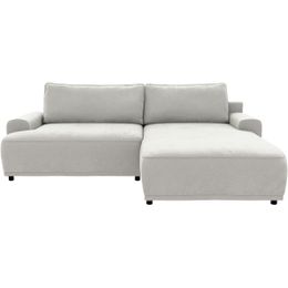 Ecksofa Trendmanufaktur "Fordon, Schlafsofa mit Bettkasten, Couch in L-Form, Breite 250 cm", wei&szlig; (wollwei&szlig;), B:250cm H:82cm T:167cm, 100% Polyester, Sofas, Ecksofa, in Struktur fein LEO, haustierfreundlich, wollwei&szlig;, Recamiere rechts