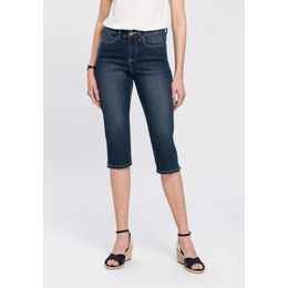 Arizona Damen Caprijeans "mit Schlitz am Saum", blau, Basic, Gr. 42, leichte Abriebeffekte, Denim/Jeans, Obermaterial: 79% Baumwolle, 19% Polyester,