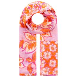Modeschal Zwillingsherz "Paisley", Damen, orange, pink, Kunstfaser, Modet&uuml;cher Modeschal, transparent, aquarell Print, Schriftzug