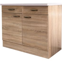 Unterschrank Flex-Well "Bergen", braun (sonoma eiche), B:100cm H:85cm T:50cm, Holzwerkstoff, Schr&auml;nke, Unterschrank, (B x H x T) 100 x 85 x 50 cm, f&uuml;r viel Stauraum