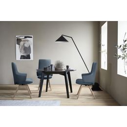 Polsterstuhl stressless "Laurel", blau (blau dinamica, schwarz), B:58cm H:105cm T:60cm, Microfaser DINAMICA (88% Polyester, 12% Polyurethan), St&uuml;hle, Polsterstuhl, High Back mit Armlehne, Gr&ouml;&szlig;e L, mit schr&auml;ggestellten Beinen