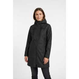 Regenjacke Freequent "FQRAIN-JACKET", Damen, Gr. XL, schwarz, Web, Obermaterial: 100% Polyurethan, unifarben, bequem ca. Mitte Oberschenkel, Rundhals, B&uuml;ndchen, Jacken Regenjacke, wasserabweisend mit Kapuze