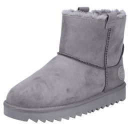 Winterboots Rieker, Damen, Gr. 43, grau, Textil, Veloursleder, unifarben, Schuhe Winterboots, Plateauboots, Winterstiefelette, mit Anziehlaschen und Warmfutter