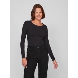 Langarmshirt Vila "VINORA L/S O-NECK TOP - NOOS", Damen, Gr. XL, schwarz (schwarz beauty), Jersey, Obermaterial: 96% Baumwolle, 4% Elasthan, unifarben, regular fit normal, Rundhals, Shirts Langarmshirt