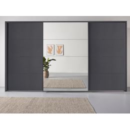 Schwebet&uuml;renschrank Rauch "Kleiderschrank Schrank Garderobe OTELI inkl. 3 Innenschubladen", grau (graumetallic), B:368cm H:233cm T:68cm, Holzwerkstoff, Schr&auml;nke, Schwebet&uuml;renschrank, inkl. Passepartout optional mit Beleuchtung MADE IN GERMANY