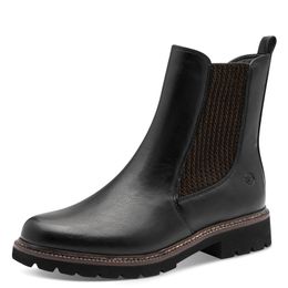 Chelseaboots Tamaris, Damen, Gr. 37, schwarz, Elastischer Einsatz, Lederimitat, unifarben, Schuhe Chelseaboots, Businessschuh, Schlupfschuh, Stiefelette mit Stretcheins&auml;tzen