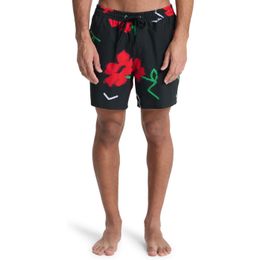 Boardshorts Quiksilver "Stretch Printed Volley 16", Herren, Gr. S, schwarz street floral, Obermaterial: 92% Microfaser, 8% Elasthan;, Hosen Boardshorts