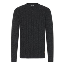 !Solid Strickfleece-Pullover SOLID "Strickpullover SDRicco", Herren, Gr. L, grau (dunkelgrau melange), Obermaterial: 70% Baumwolle CO recyc.. 30% Polyester Pol. recyc.., Pullover Strickfleece-Pullover