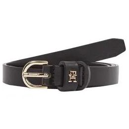 Lederg&uuml;rtel Tommy Hilfiger "ESSENTIAL EFFORTLESS 1.5", Damen, Gr. 100, schwarz, Rindsleder, unifarben, G&uuml;rtel Lederg&uuml;rtel, Ovale Einfachdornschlie&szlig;e, Logoemblem