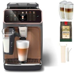 Philips Kaffeevollautomat "EP5544/80 5500 Series, 20 Kaffeespezialit&auml;ten (hei&szlig; oder eisgek&uuml;hlt)", grau (grau, kupfer), B:24,6cm H:37,1cm T:43,3cm, Kaffeevollautomaten, LatteGo-Milchsystem, SilentBrew Technologie, Grau/Kupfer, Kaffeevollautomat