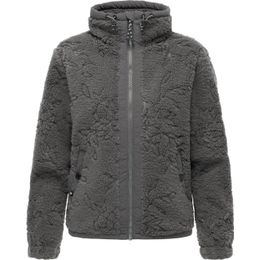 Kapuzensweatjacke Ragwear "Pl&uuml;schjacke Nordicka II", Damen, Gr. XS, grau (stone grau), Obermaterial: 100% Polyester PES. Futter: 100% Polyester PES., Sweatjacken Kapuzensweatjacke