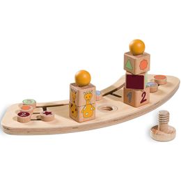 Steckspielzeug hauck "Play Sorting Giraffe", bunt, Steckspielzeug, BabyB:37cm H:13cm T:15cm, Holz, Steckspielzeug, B:37cm H:13cm T:15cm