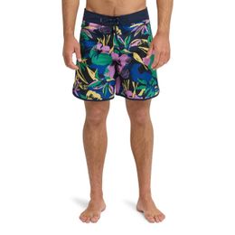 Boardshorts Quiksilver "Surfsilk Scallop 18", Herren, Gr. 30S, schwarz navy interact floral, Obermaterial: 88% Microfaser, 12% Elasthan;, Hosen Boardshorts