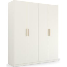 Kleiderschrank Rauch "Dreht&uuml;renschrank Schrank Garderobe Ankleide SKANDI BY QUADRA SPIN", wei&szlig; (alpinwei&szlig;), B:181cm H:210cm T:54cm, Holzwerkstoff, Schr&auml;nke, Kleiderschrank, im Landhaus-Stil mit Massivholzgriffen aus Wildeiche