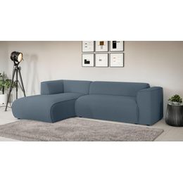 Ecksofa Home Affaire "GENTON L-Form (257 cm), zeitlos & stilvolles Design", blau (dunkelblau), B:257cm H:78cm T:161cm, 100% Polyester, Sofas, Ecksofa, Aufwendig gepolstert, in Cord, Chenille und Struktur