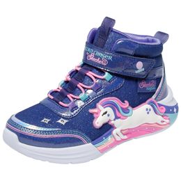 Sneaker Skechers "UNICORN CHASER", M&auml;dchen, Gr. 32, navy, multi, Lederimitat, Textil, Glitzer, kontrastfarbene Details, Schuhe Sneaker, Boots mit Einhorn, Gr&ouml;&szlig;enschablone zum Download