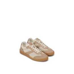 Marc O'Polo Sneaker MARC O'POLO "Court", Damen, Gr. 38, sand, creme, Lederimitat, Mesh, Veloursleder, Schuhe Sneaker, Basket Sneaker, Halbschuh, Schn&uuml;rschuh mit Memory Foam