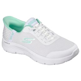 Slip-On Sneaker Skechers "GO WALK FLEX-GRAND ENTRY", Damen, Gr. 43, wei&szlig;, mint, Textil, Schuhe Slip-On Sneaker, Schlupfschuh, Slipper mit Slip-Ins Funktion