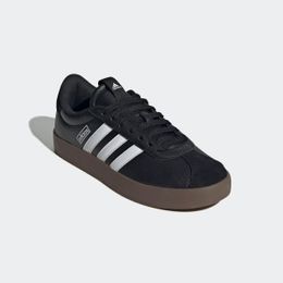 Sneaker adidas Sportswear "VL COURT 3.0", Damen, Gr. 42,5, schwarz-wei&szlig; (core schwarz, ftwr wei&szlig;, gum5), Leder, Synthetik, Schuhe Sneaker, inspiriert vom Design des adidas samba