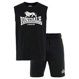 Sportanzug Lonsdale "ALLANTON", Herren, Gr. 5XL, schwarz-wei&szlig; (schwarz, wei&szlig;), Obermaterial: 60% Baumwolle, 40% Polyester, Sportanz&uuml;ge, Tank und Shorts Set